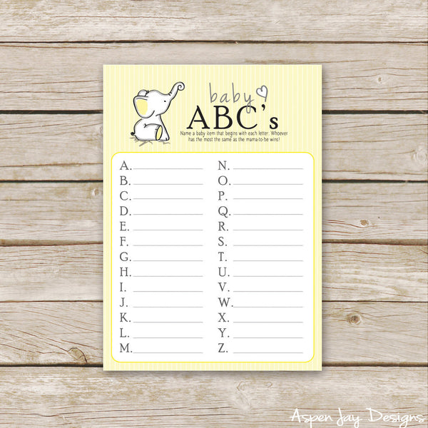 Yellow Elephant Baby ABC's – AspenJay