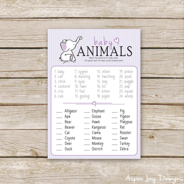 Purple Elephant Baby Animal Names – AspenJay