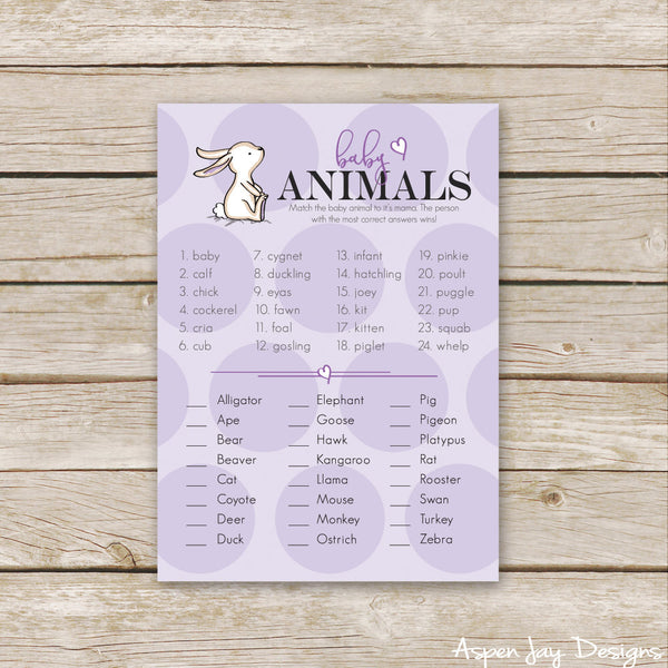 Purple Bunny Baby Animal Names – AspenJay