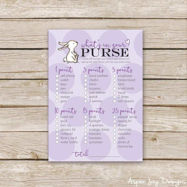 Purple Bunny What's in your Purse – AspenJay