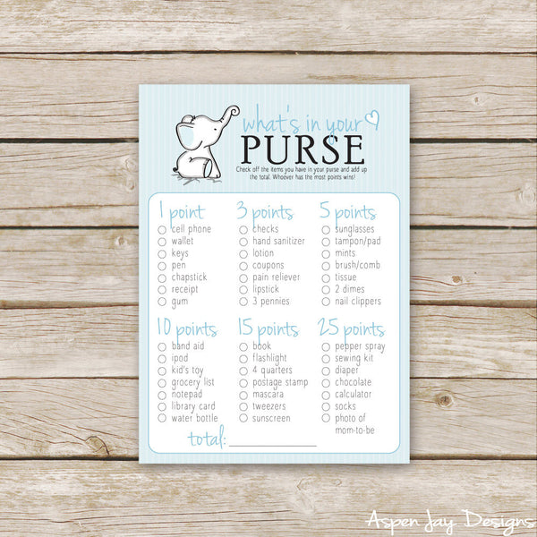 Blue Elephant What's in your Purse – AspenJay