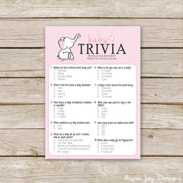 Pink Elephant Baby Trivia – AspenJay